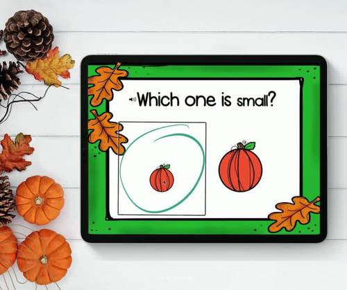 Fall Halloween Comparing Sizes 2D Shapes Boom Cards - Big and Small