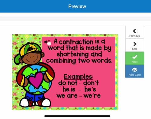contraction game practice BOOM cards contractions Earth Day theme 2nd ...