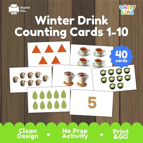 Winter Drink Counting Cards 1-10 | Number Match Game & Math Center by ...