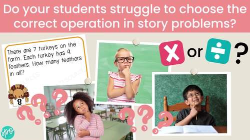 Thanksgiving Math Word Problem Task Cards Multiplication & Division ...