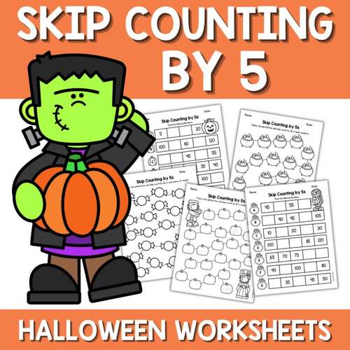 Halloween Skip Counting by 5 Worksheets Count by five 5s Math Center ...