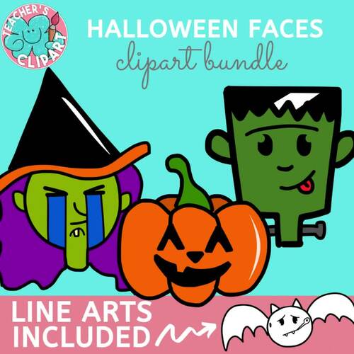 Halloween faces Bundle emotions by Teacher's Clipart | TPT