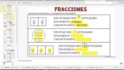 Fracciones de un entero - Fractions of a Whole in Spanish - Digital and ...