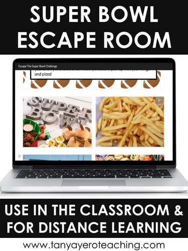 Super Football Game Day Digital Escape Room Math Fun by Tanya Yero Teaching