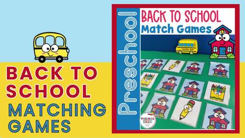 Back To School - Preschool Matching Games by Preschool SOS | TPT