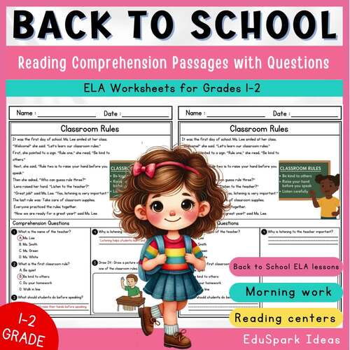 Back to School Reading Comprehension Passages with Questions | for ...