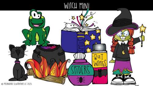 Witch clip art, Halloween Mini by Melonheadz Clipart | TPT