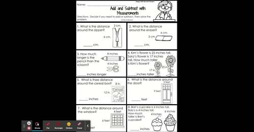Grade 2 Addition and Subtraction with Length Problem Solving Worksheets