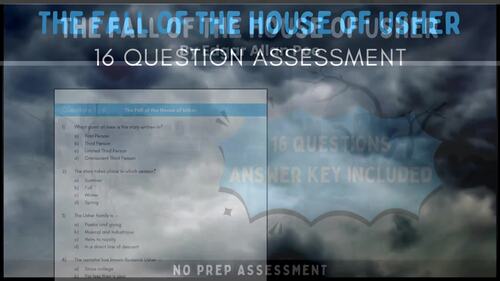The Fall of the House of Usher Poe Short Story Gothic Lit Test Quiz ...