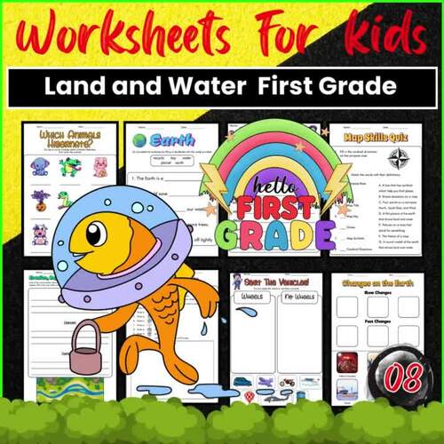 Land and Water Worksheet First Grade by Lib Anatomy school | TPT