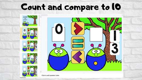Count and compare numbers to 10 Spanish Google Slides by Recursos Arcoiris