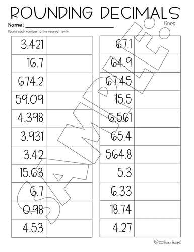 Leveled Rounding Decimals Worksheets (sprints and vertical number lines)
