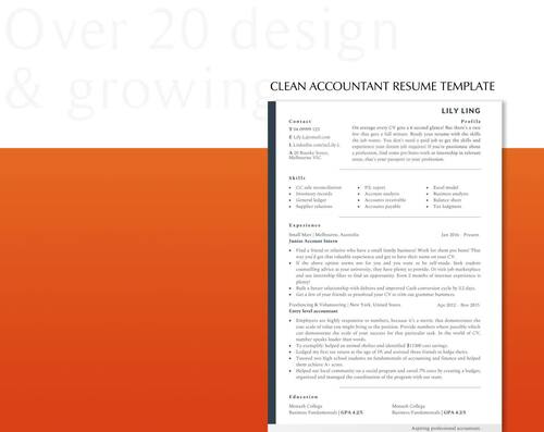 Accounting Resume Template, Accountant CV Template, cover Letter and ...