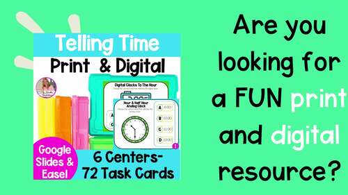 Telling Time | 6 LOW PREP Math Centers | Digital and Print | 1.MD.3
