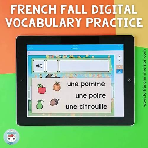 French Fall Vocabulary Activity with Audio French Boom Cards pour l'automne