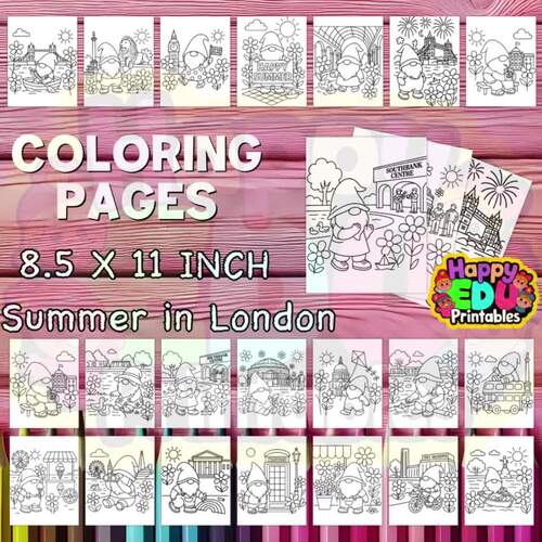 London Summer Gnomes Coloring Pages – Printable Sheets | Fun UK-Themed ...