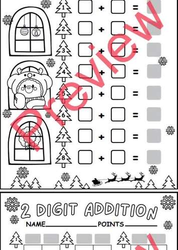 Christmas Themed 1, 2, and 3-Digit Addition & Subtraction Templates
