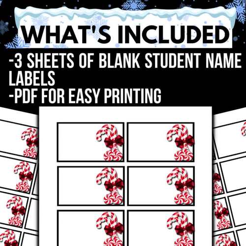 Candy Cane Student Name Labels → EDITABLE / PRINTABLE Classroom Tags ...