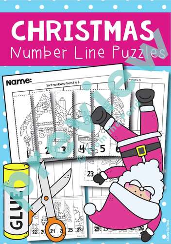 Christmas Number Line Activities | Cut and Paste Math Puzzles by From ...