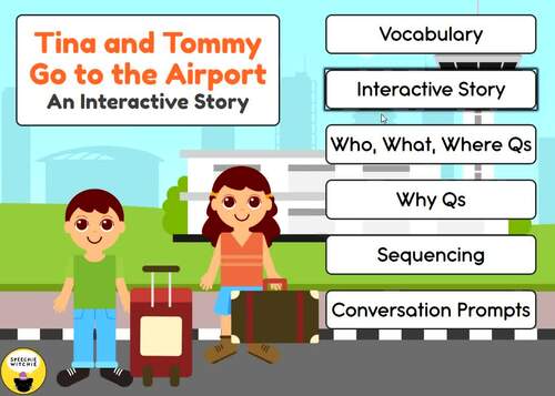 Airport Short Story Speech Therapy WH Questions Sequencing Boom Cards