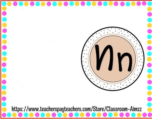 Printable Spotty Boho Alphabet Flash Cards, Editable Word Wall Letters