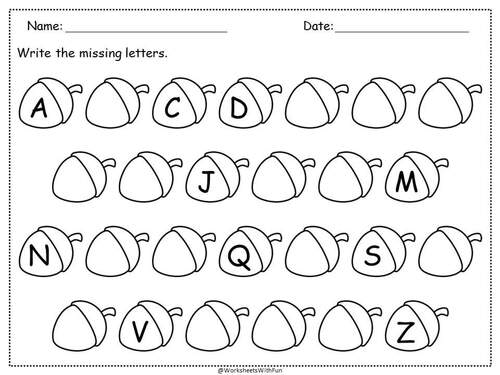 Alphabet Worksheets, Fill in the Missing Letters, ABC Cards Printable ...