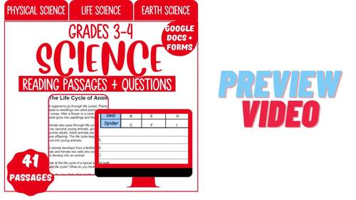 Science Reading Comprehension Passages and Questions Bundle (3rd-4th Grade)