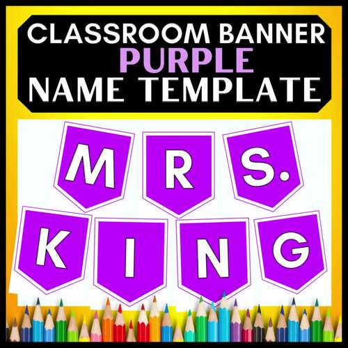 Printable Purple Name Banner → Editable Bulletin Board Decor All Letters