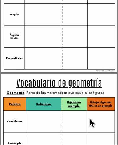 Spanish Geometry Vocabulary Packet and/or Printable Student Resource ...