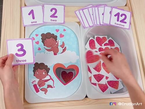 Cupid Hearts Counting Activity for Valentine’s Day | Flisat Table Insert
