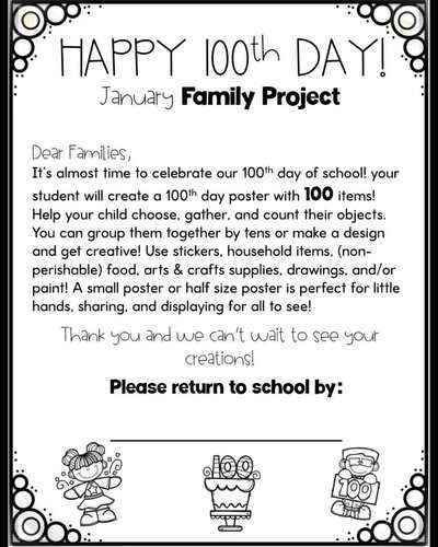 100th Day Family Project- 100th Day Posters by Caff and Crayons | TPT
