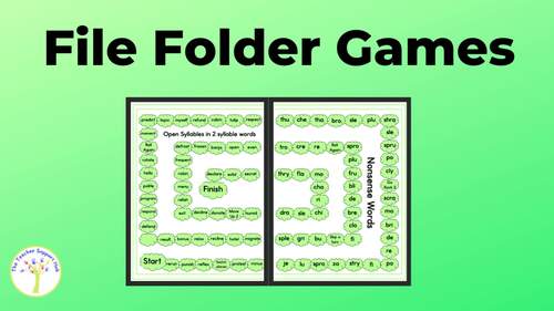 Single and Multiple Open Syllables l Reading File Folder Game | TPT