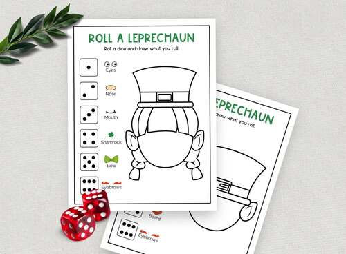 Roll a Leprechaun St Patricks Day Drawing Activity by Aprilmakesprintable