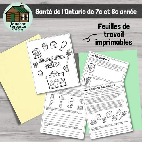 Grade 7/8 Ontario FRENCH HEALTH Workbooks by Teacher Resource Cabin