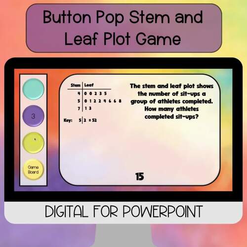 Stem and Leaf Plot Button Pop Game DIGITAL for POWERPOINT 5th 6th Grade