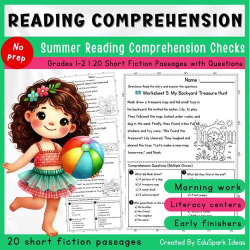 1st-2nd Grades Summer Reading Comprehension Passages and Questions