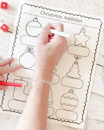 Christmas Math Facts Addition Printable Game by Simply Read With Me