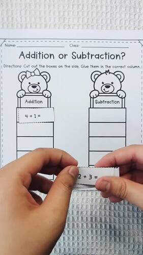 Addition or Subtraction? Cut and Paste Sorting Activity by Taketing Academy