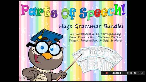 Parts of Speech & Grammar: Interactive PowerPoint Lessons & Workbook!