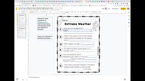 Pebble Go Extreme Weather Research for Google Slides | TPT