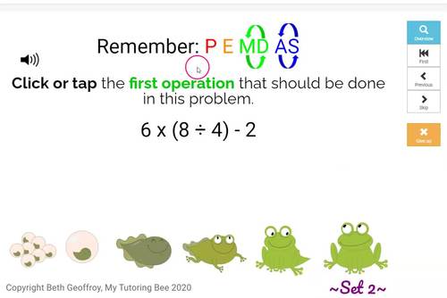 Order of Operations distance learning Boom Cards Set 2 by My Tutoring Bee