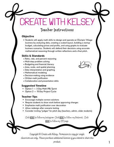 Winter Olympics 6th Grade Math PBL | Ratios, Percents, Data, Financial ...