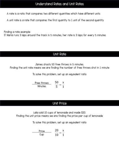 Rate and Unit Rate Guided Math Notes by The Adira Teacher | TPT