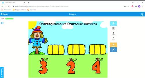 BOOM CARDS: ORDENAR NÚMEROS 1 AL 20 | Digital Math Game in Spanish