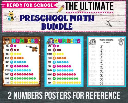 Preschool Math Bundle - Number Tracing, Counting, Shapes, Pencil Grip ...