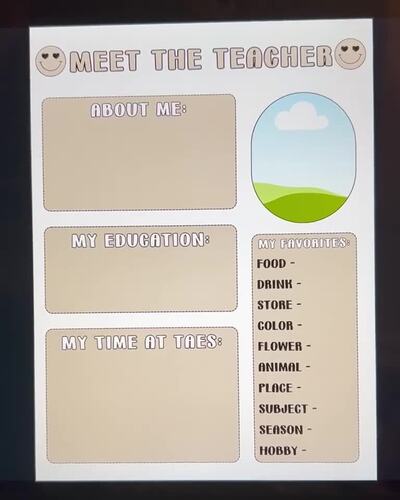 Editable Neutral Meet The Teacher Sheets by TeachingWithMsEaster