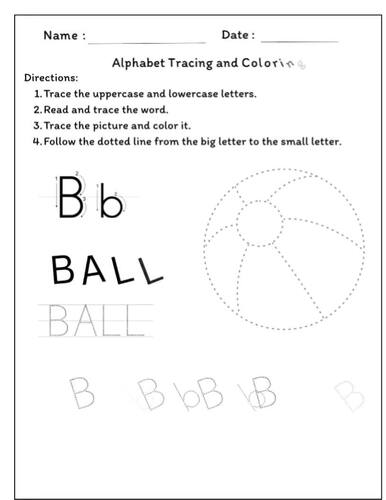 Alphabet Tracing and Coloring Worksheets A–Z | Letter Recognition, Fine ...