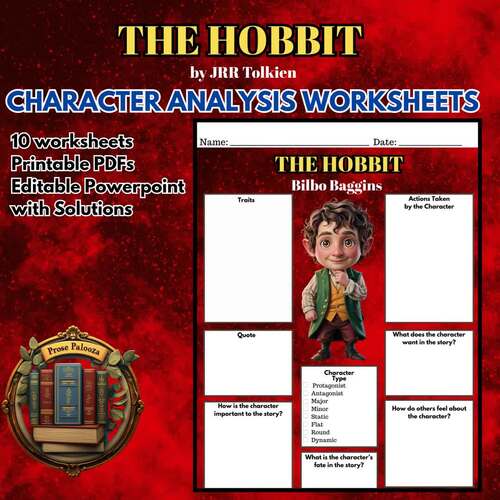 THE HOBBIT by JRR Tolkien - Literature Novel Study Character Analysis ...