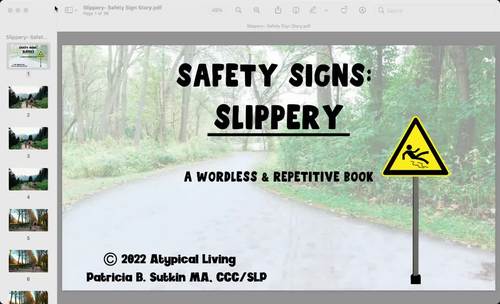 Life Skills: Slippery- Safety Signs- A Wordless & Repetitive E-Book ...