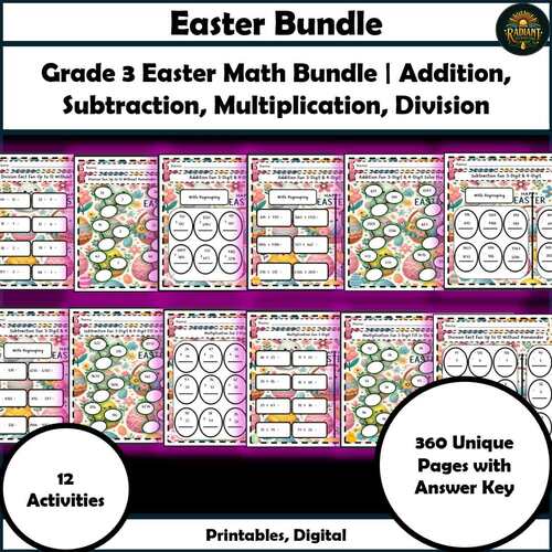 Grade 3 Easter Math Bundle Addition Subtraction Multiplication Division